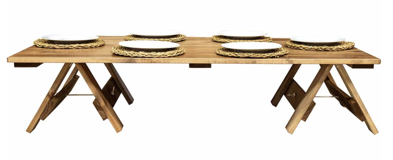 1.8m Low Rustic Picnic Trestle Table - Love It Party Hire