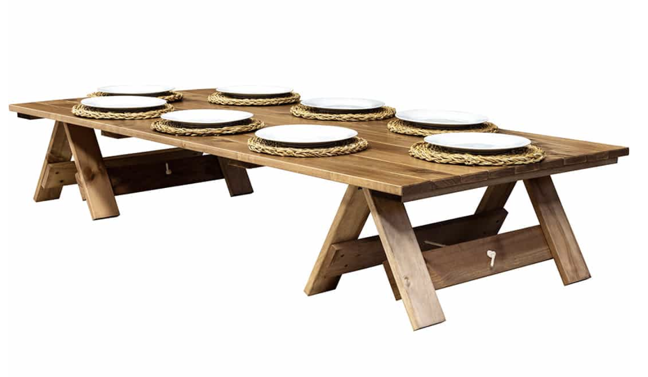 1.8m Low Rustic Picnic Trestle Table - Love It Party Hire
