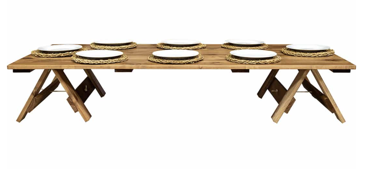 1.8m Low Rustic Picnic Trestle Table - Love It Party Hire